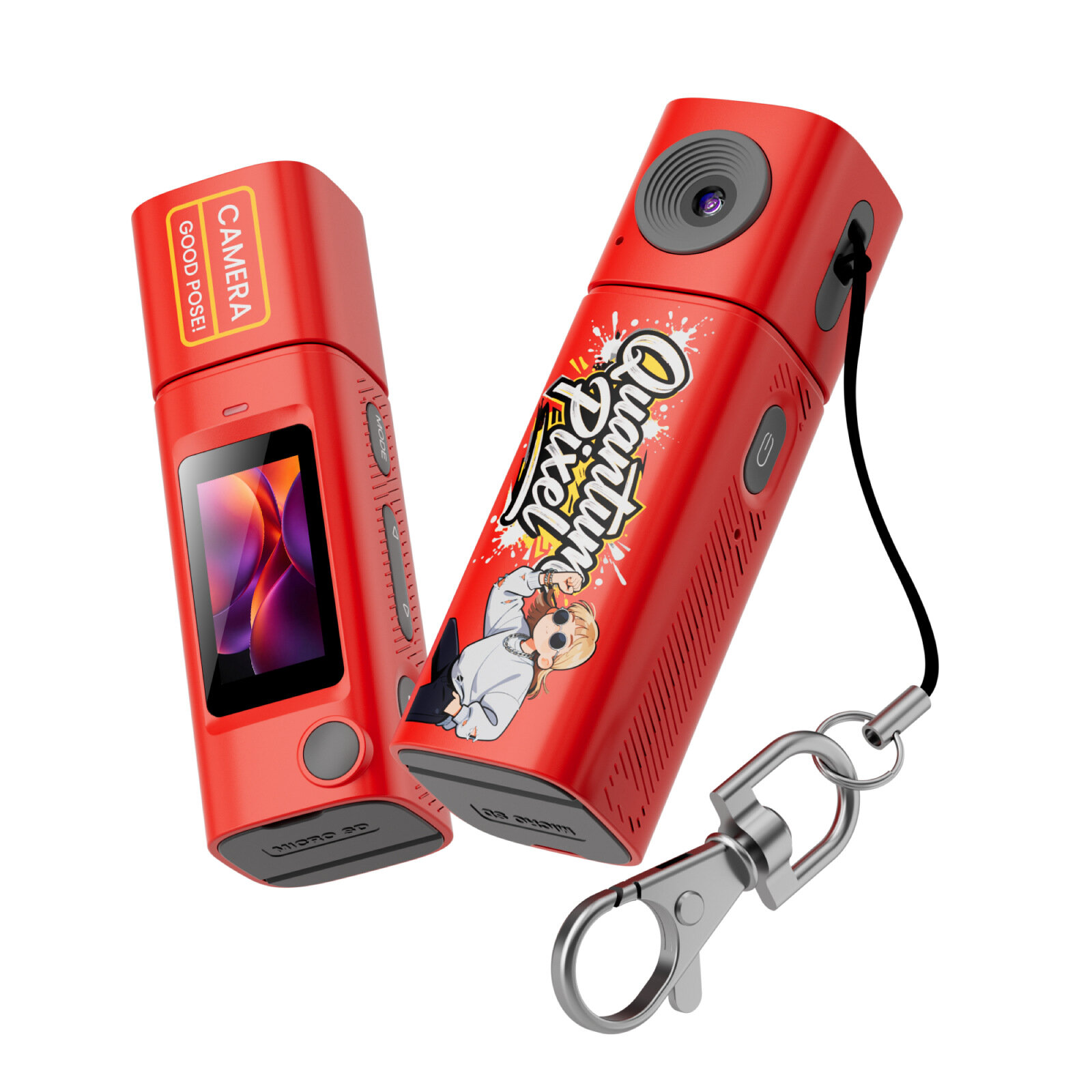 Мини-камера G10 Youth Series 2K HD на брелоке с поворотным объективом 230° и TFT экраном для влога и путешествий