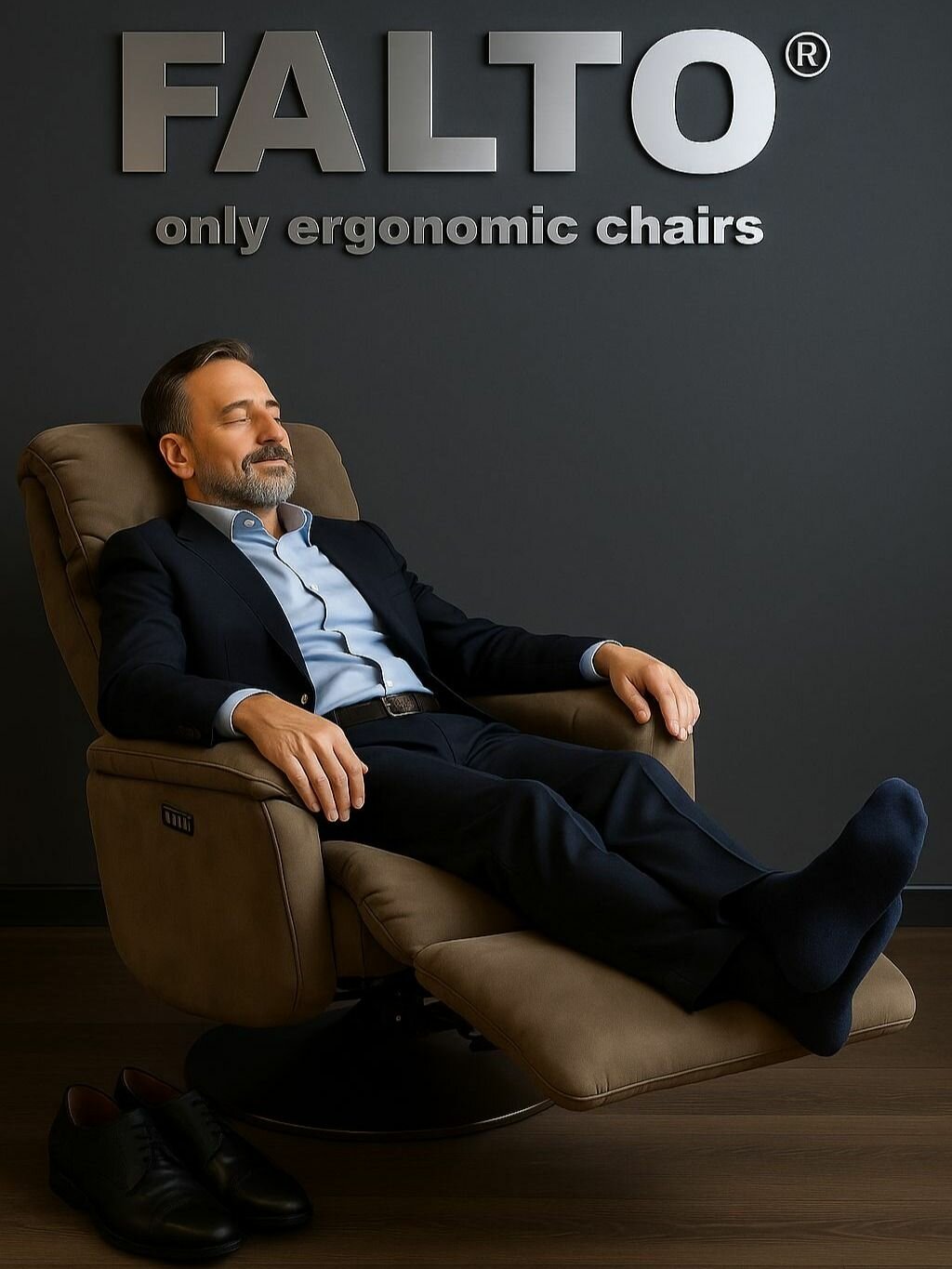 Кресло реклайнер с электроприводом FALTO Relax Zero Electro электрическое бронзовое (нубук), арт. ZERO-4106-482-02-029