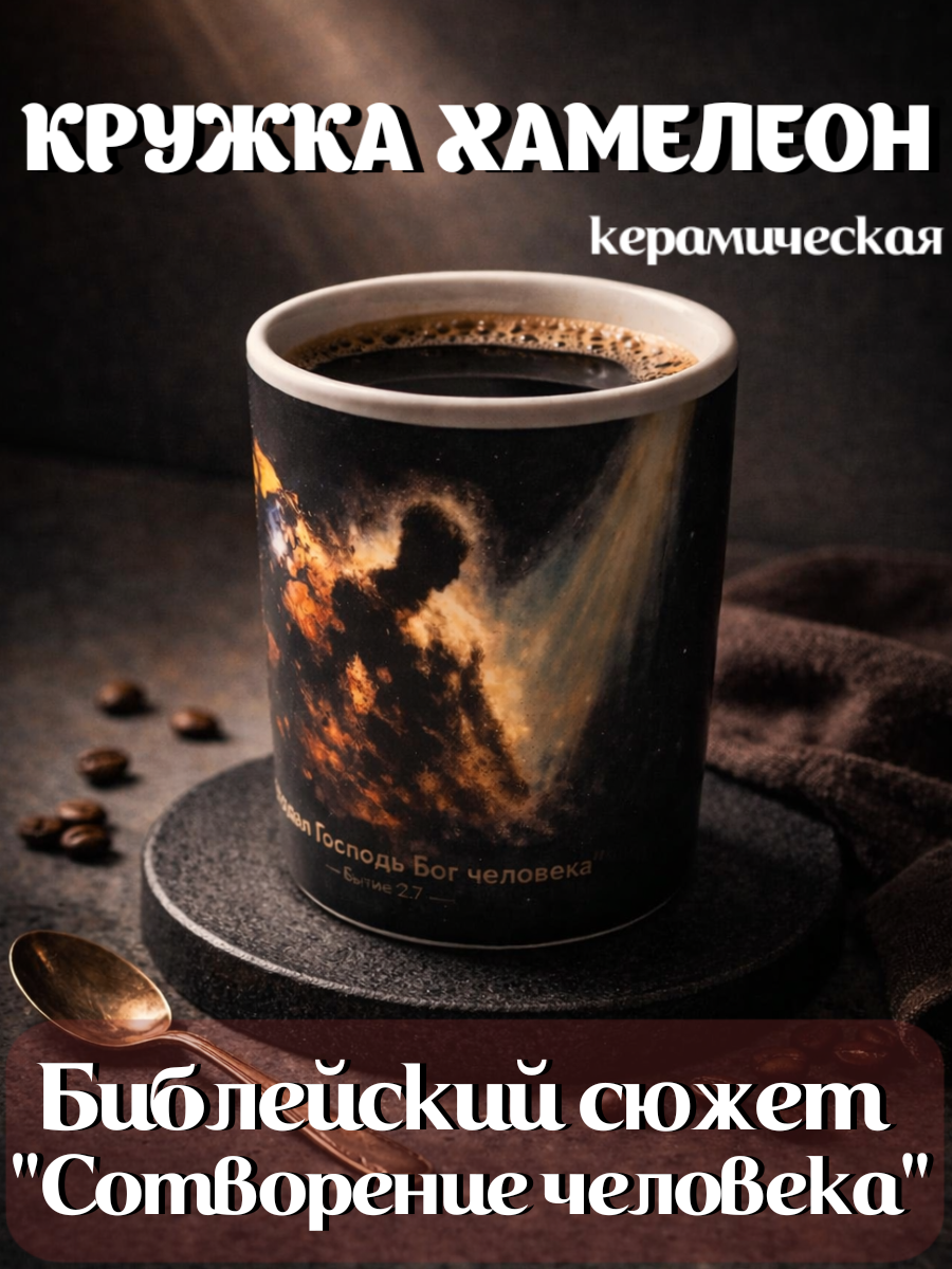 Кружка керамическая "Хамелеон" черная матовая для чая, для кофе, кружка с цитатами 330 мл