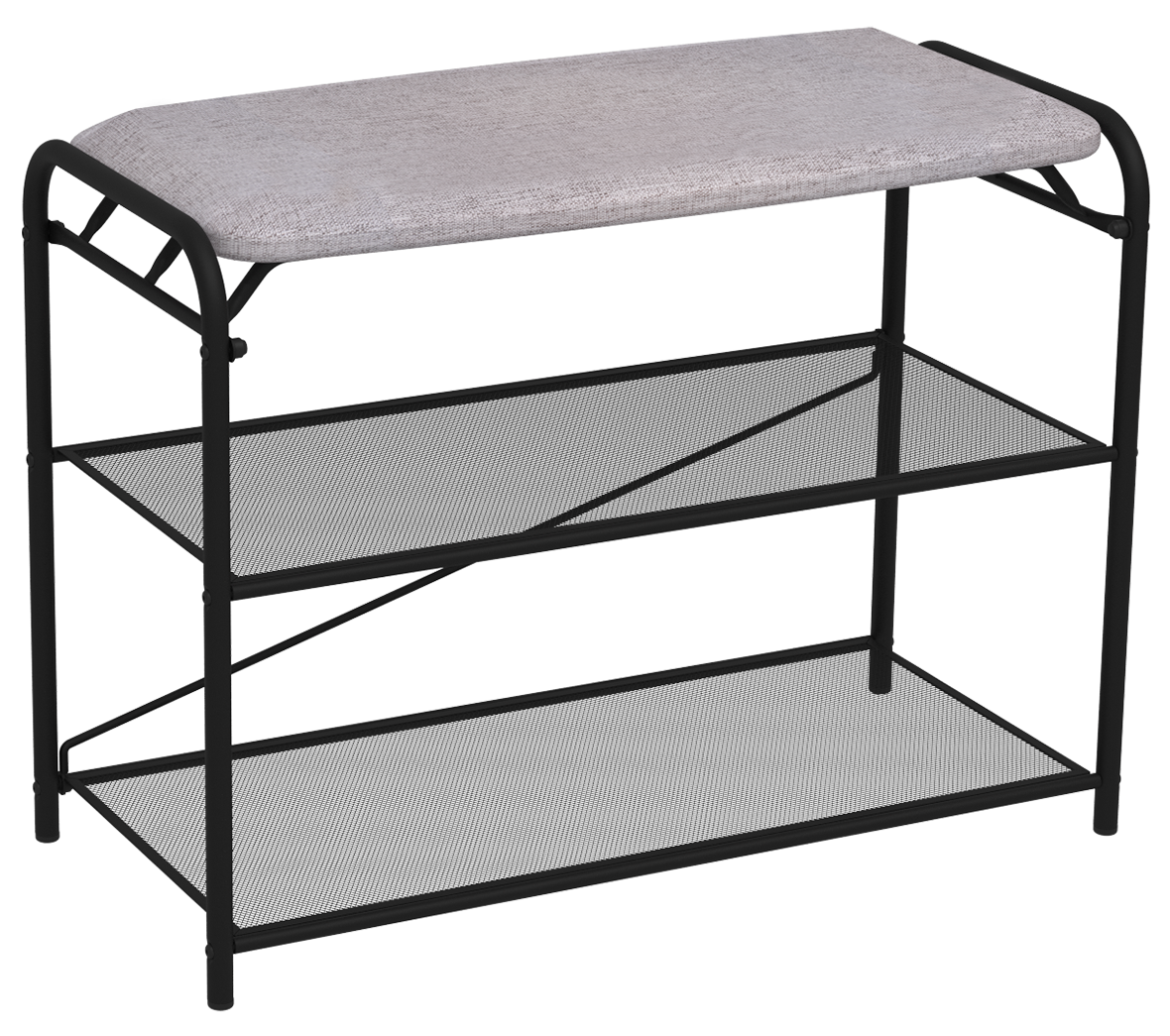 Этажерка для обуви ЗМИ Гранада 23 двухъярусная, с сиденьем, сталь с полимерным покрытием, пластик, черный 65х30х50см / обувница / товары для дома