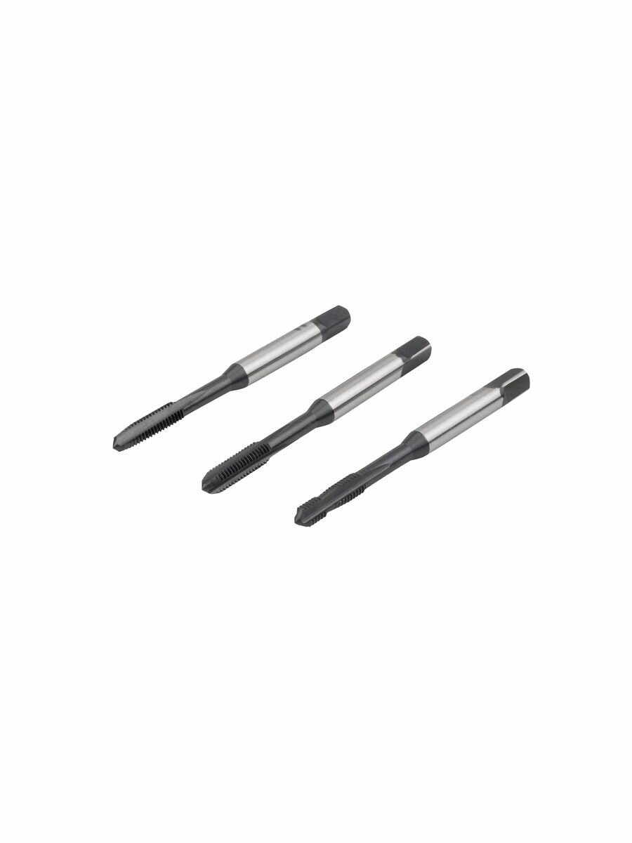 Набор метчиков NORGAU Industrial M 3 из HSS-E (Co 5%), по стали, чугуну и цветным металлам, 3 предмета.