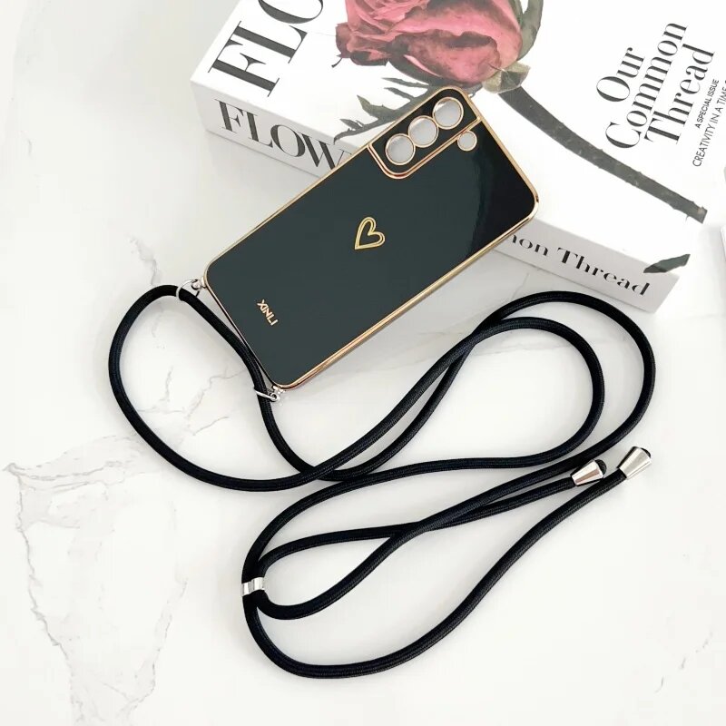 Чехол Realme с ремешком, черный love, Realme C75