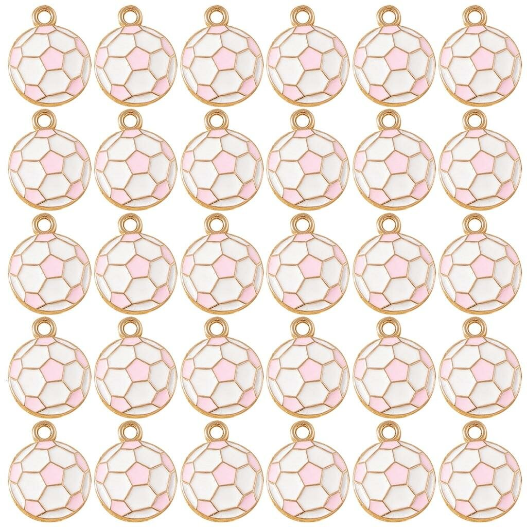 Футбольные шармы из сплава, 30 шт, Розовый