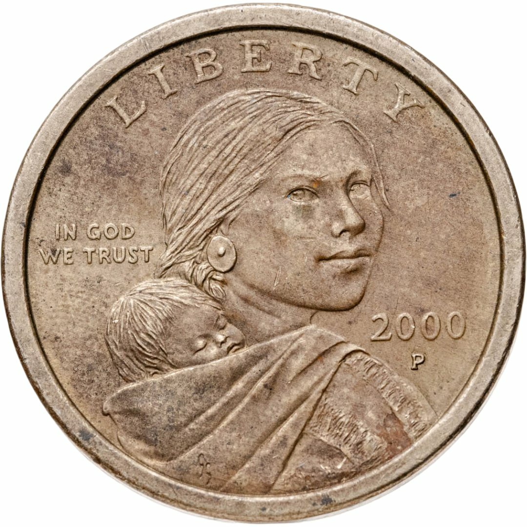 США 1 доллар dollar 2000 P Sacagawea dollar Сакагавея доллар - парящий орёл знак монетного двора "P" - Филадельфия, Медь, в сохранности XF