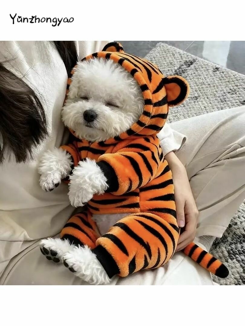 Yunzhongyao Комплект с тигром, Смешная одежда для собак и кошек, COSPLAY, Новый год тигровый костюм для животных карнавальный наряд новогодний костюм