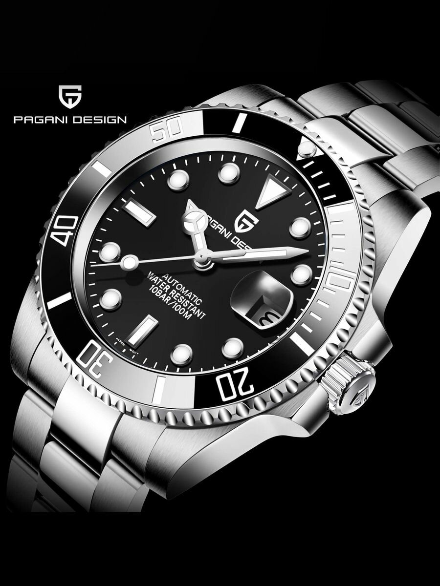 PAGANI DESIGN Полностью автоматический механический календарь водонепроницаемые мужские часы