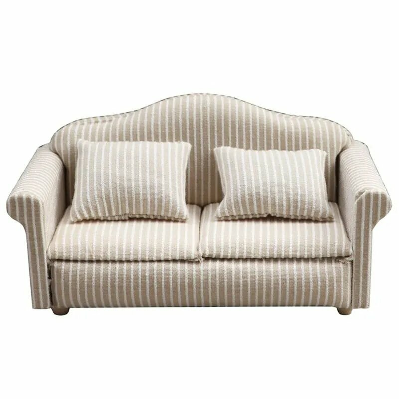 (1шт) мини-мебель для кукольного домика 1:12 белый полосатый бежевый диван-двуспальный диван