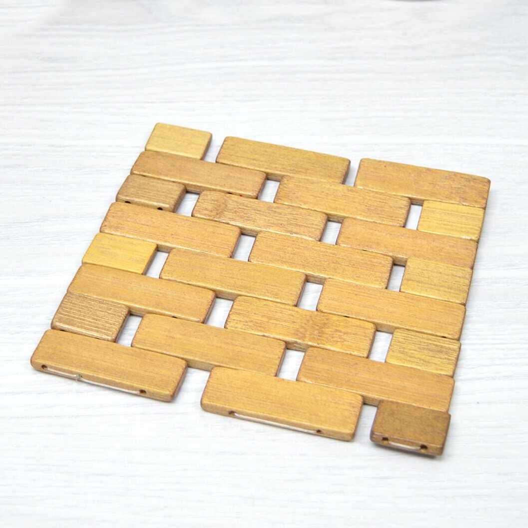 Подставка под горячее 16х15см, бамбук, защита стола от жара, дизайн «Брик»