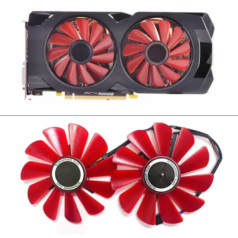 Вентиляторы для XFX 560, 570, 580 2048SP / 2 шт. 86 мм / охлаждающий, сменный кулер для видеокарты, артикул fdc10u12s9-c, fy09010h12lpb