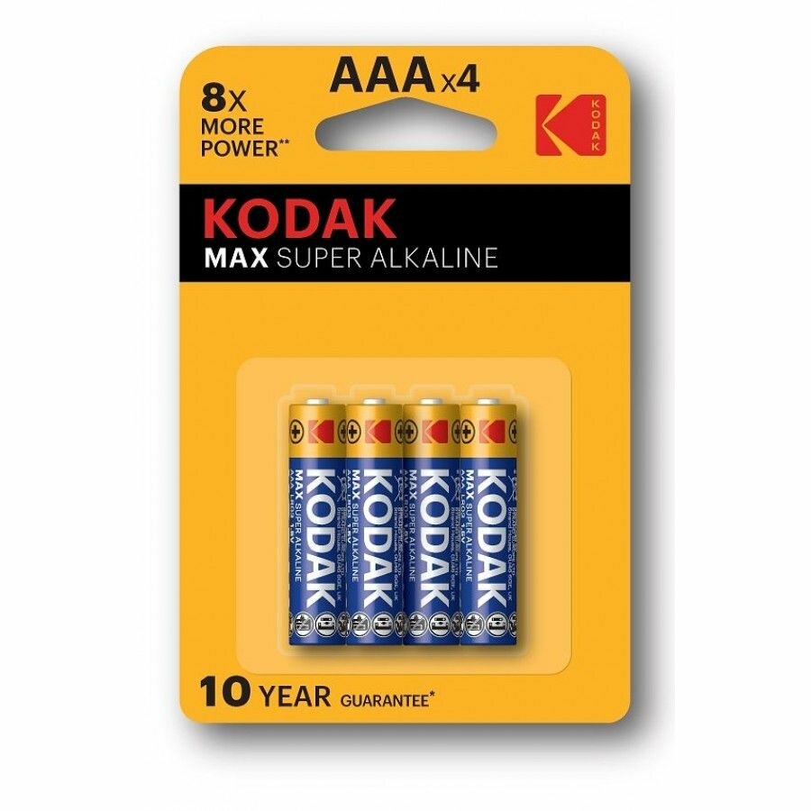 Батарейки мизинчиковые ААА LR3 "Kodak MAX", алкалиновые, 4 штуки