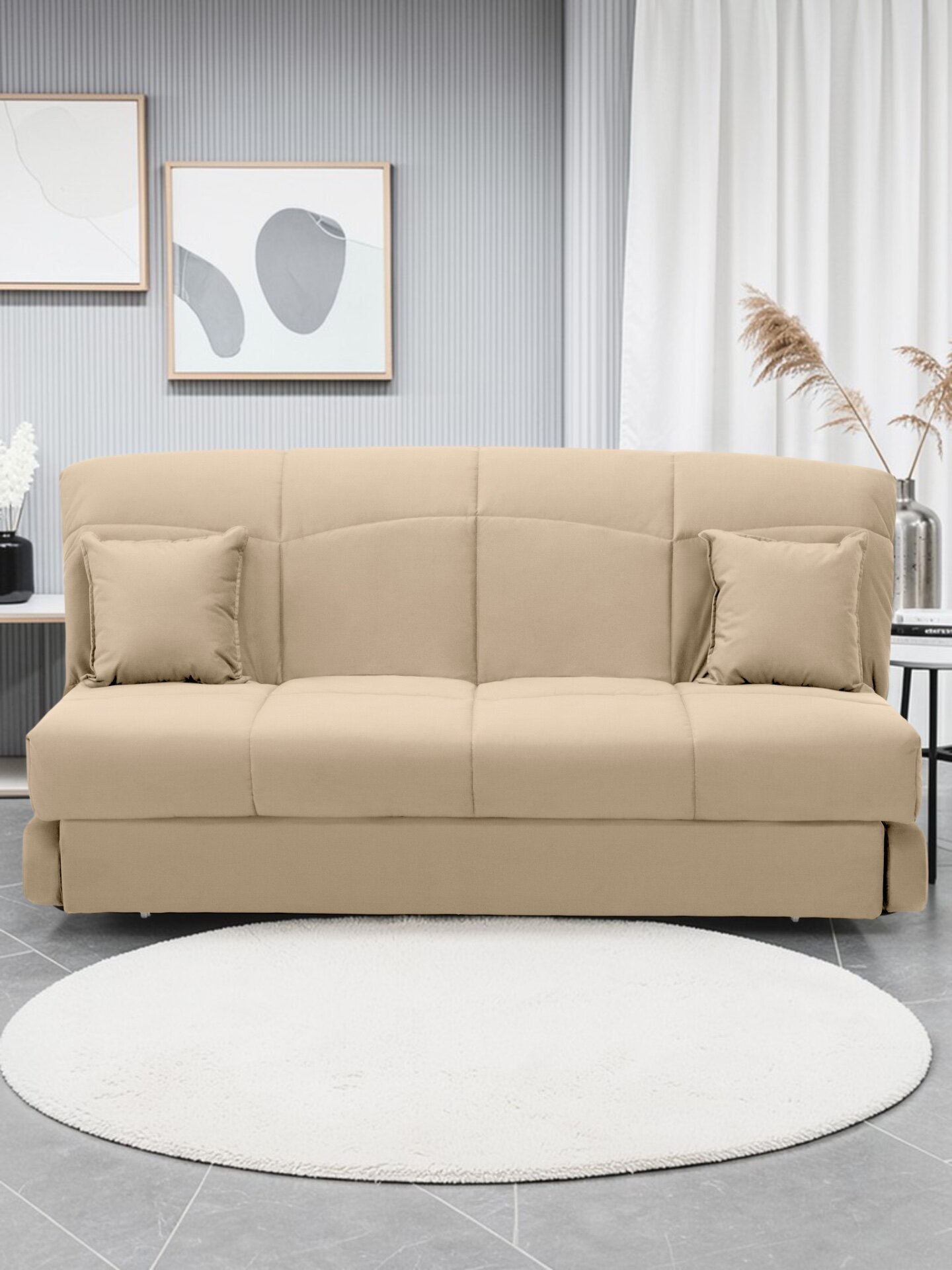 Диван Юпитер Velutto 02 NOW 185x115x95 см, бежевый Велютто, аккордеон Дом мебели для вас