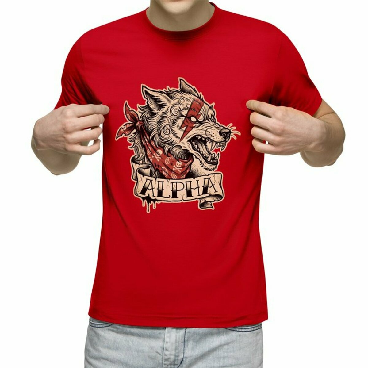 Мужская футболка «Альфа-самец» (красный, L)