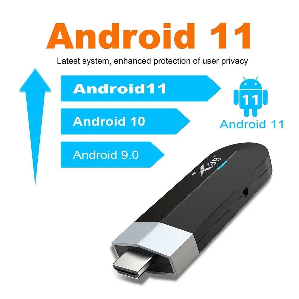 TV Stick X98 S500 Android 11, S905Y4, 2ГБ/16ГБ, 4K, Wi-Fi 2.4/5ГГц, HDR10