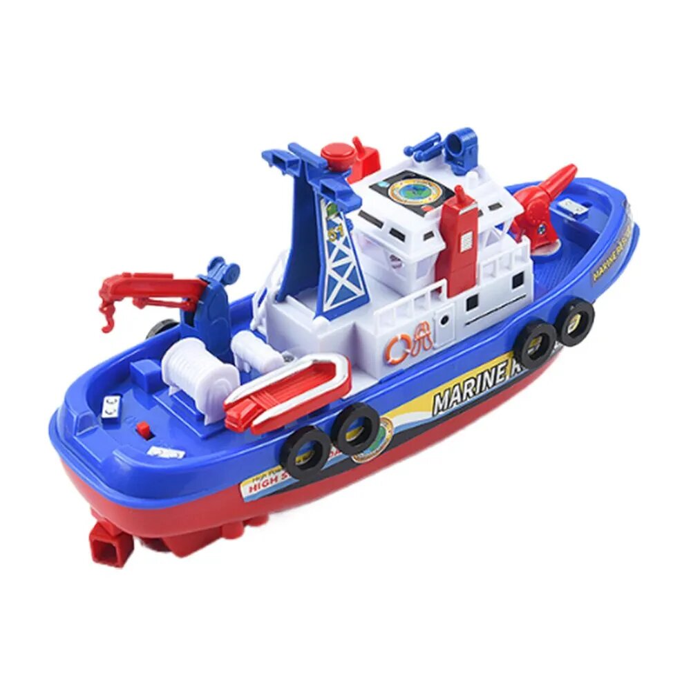 Игрушечная лодка с пожарной машиной, автоматическое распыление воды, свет и звук