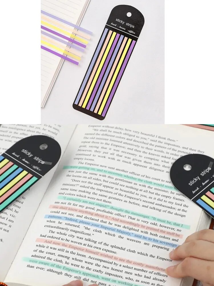 Многоцветные длинные индексные наклейки, записываемые индексные вкладки для аннотаций книг, макаронная маркерная лента для заметок