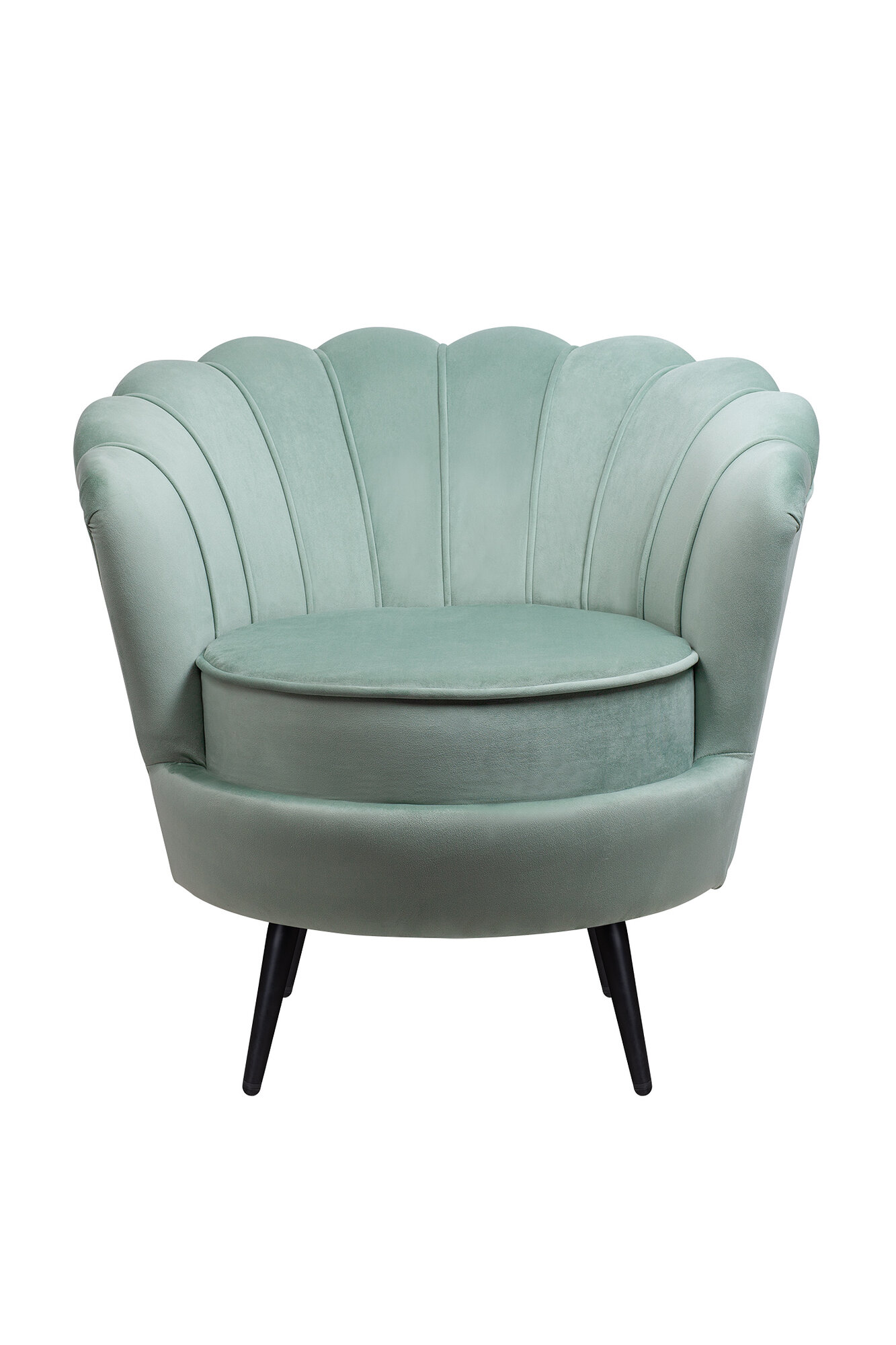 Кресло ракушка Mak-interior, Pearl green, дизайнерское для дома, зеленое, черные ножки