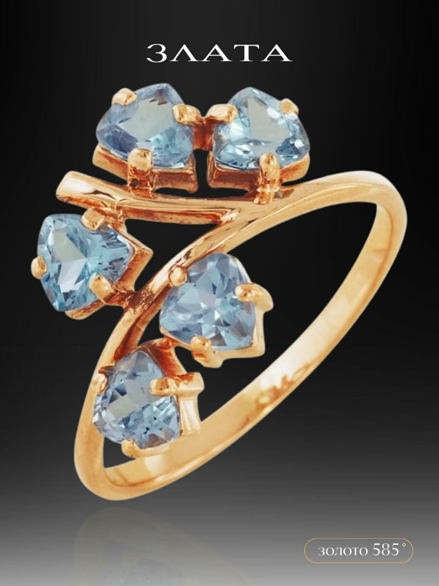 Кольцо, красное золото, 585 проба, топаз