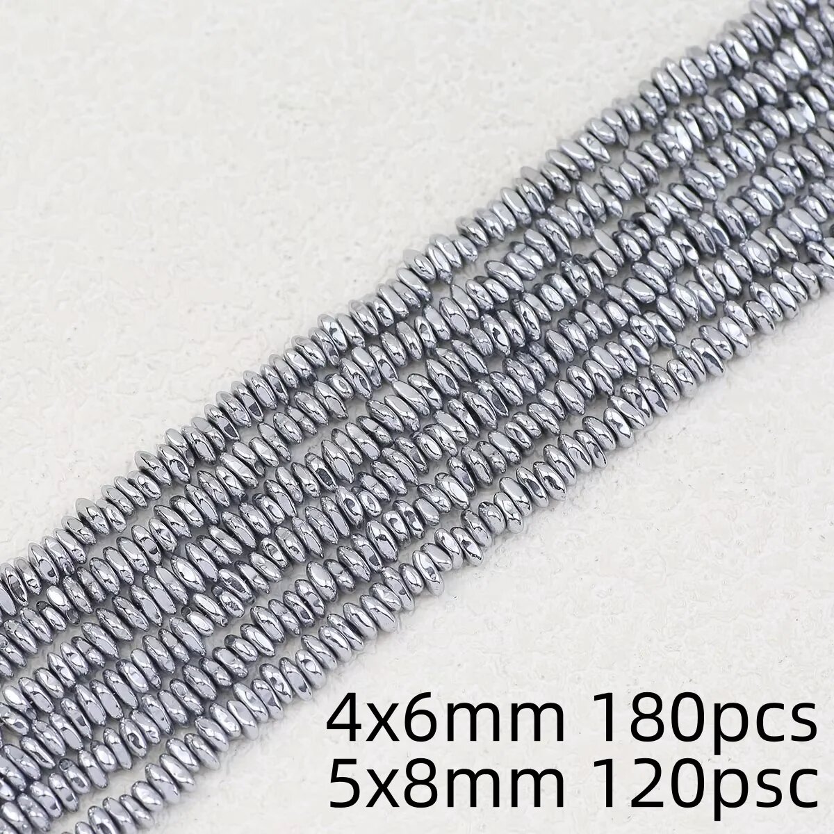 Бусины гематит 5x8 мм, 120 шт, серый, White K