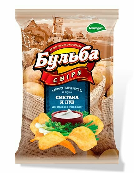Чипсы Картофельные "бульба Чипс", вкус Сметана-Лук, 75 г, 3 шт