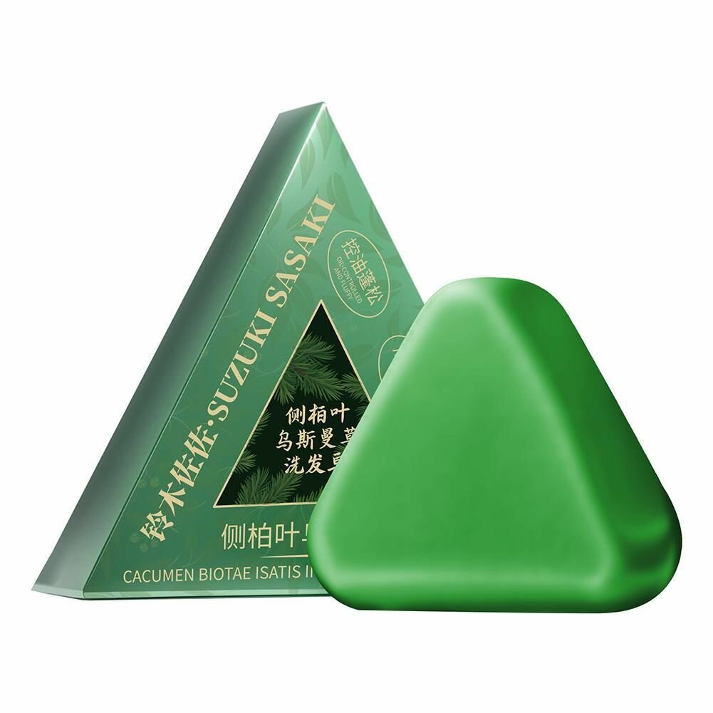 Натуральное мыло для волос с фо-ти и усьмой, укрепляет волосы, контролирует жирность и устраняет перхоть