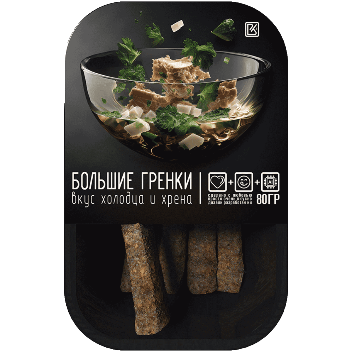 Большие гренки ВкусноКуб со вкусом холодца и хрена 80 г