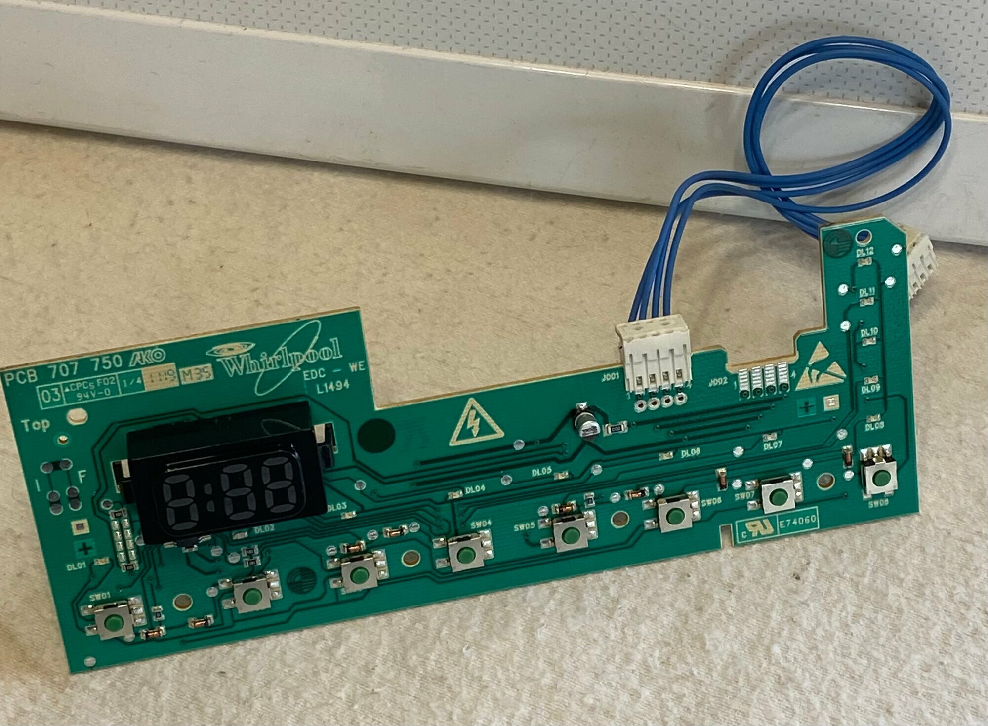 Модуль индикации/ Плата управления для стиральной машины Gorenje (Горенье) 483190 (W10439636-A, 752956-01, 400010650695, 858430810040)