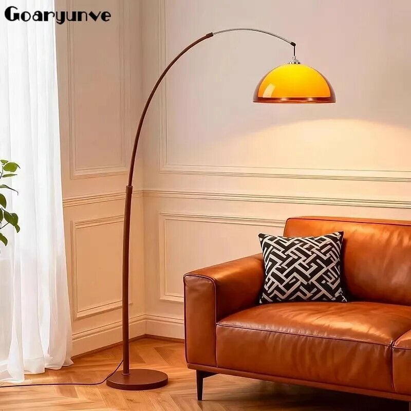 Атмосферный торшер для спальни, мид-сенчури дизайн "удочка" с намеком на закат, роскошный акцент для дивана