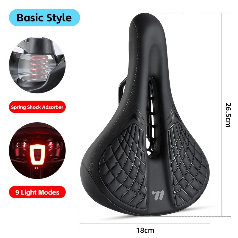 Велосипедное седло West Biking черное Basic LED Set