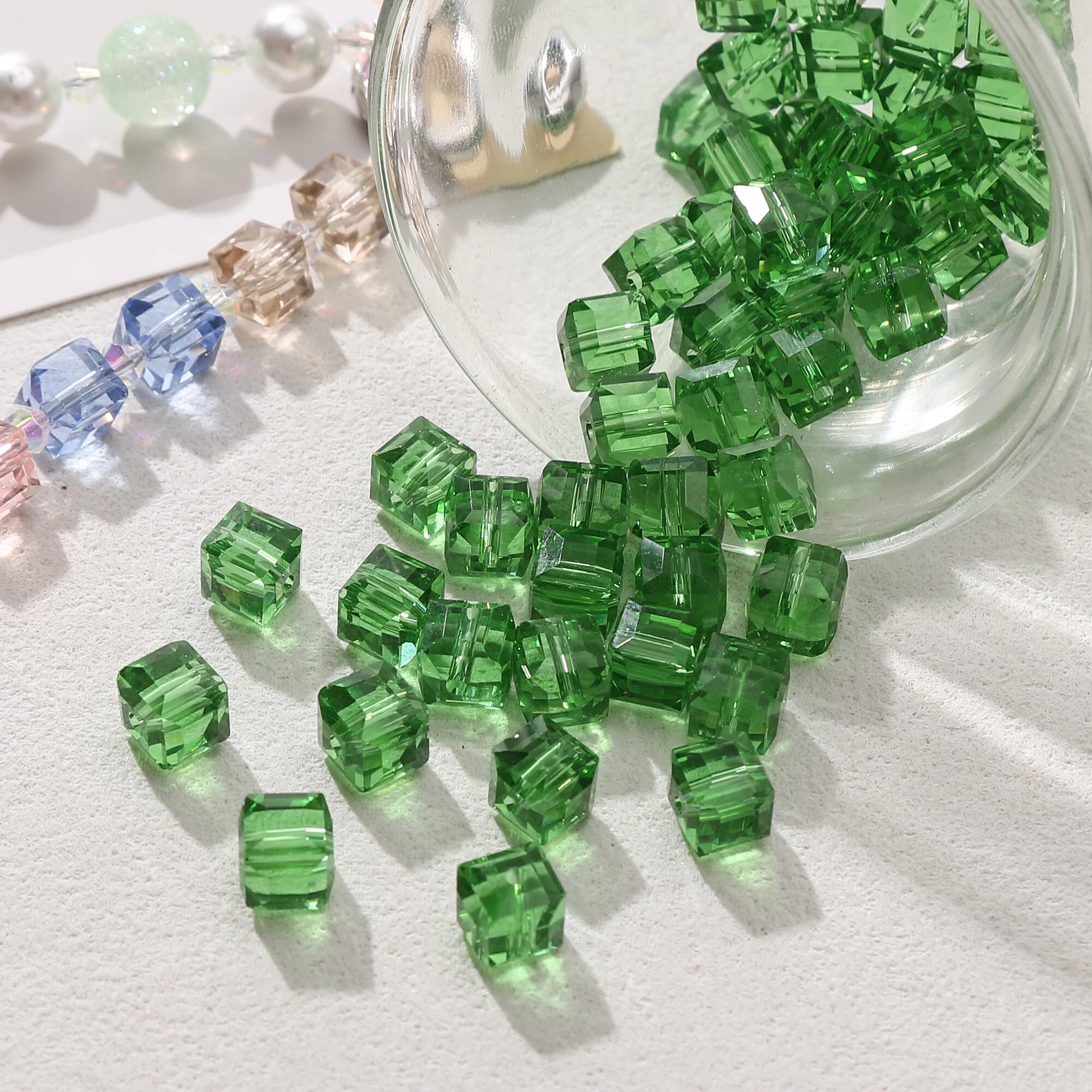 Новые поступления 10/20 шт. 6/8 мм квадратные граненые стеклянные хрустальные бусины свободные бусины-разделители для изготовления ювелирных изделий DIY аксессуары