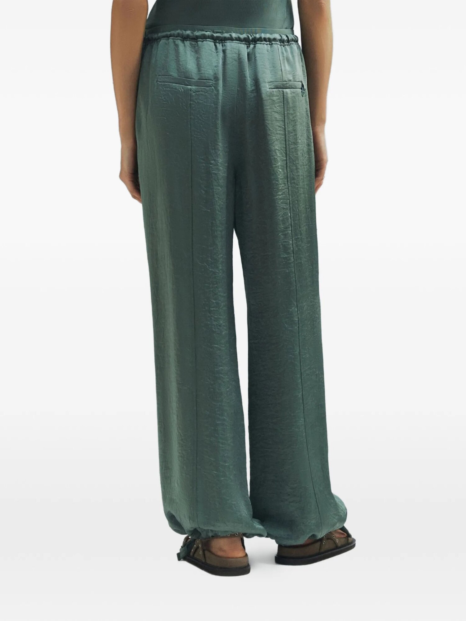 Брюки Marella Crinkle twill drawstring trousers, размер 40, green — фото 1