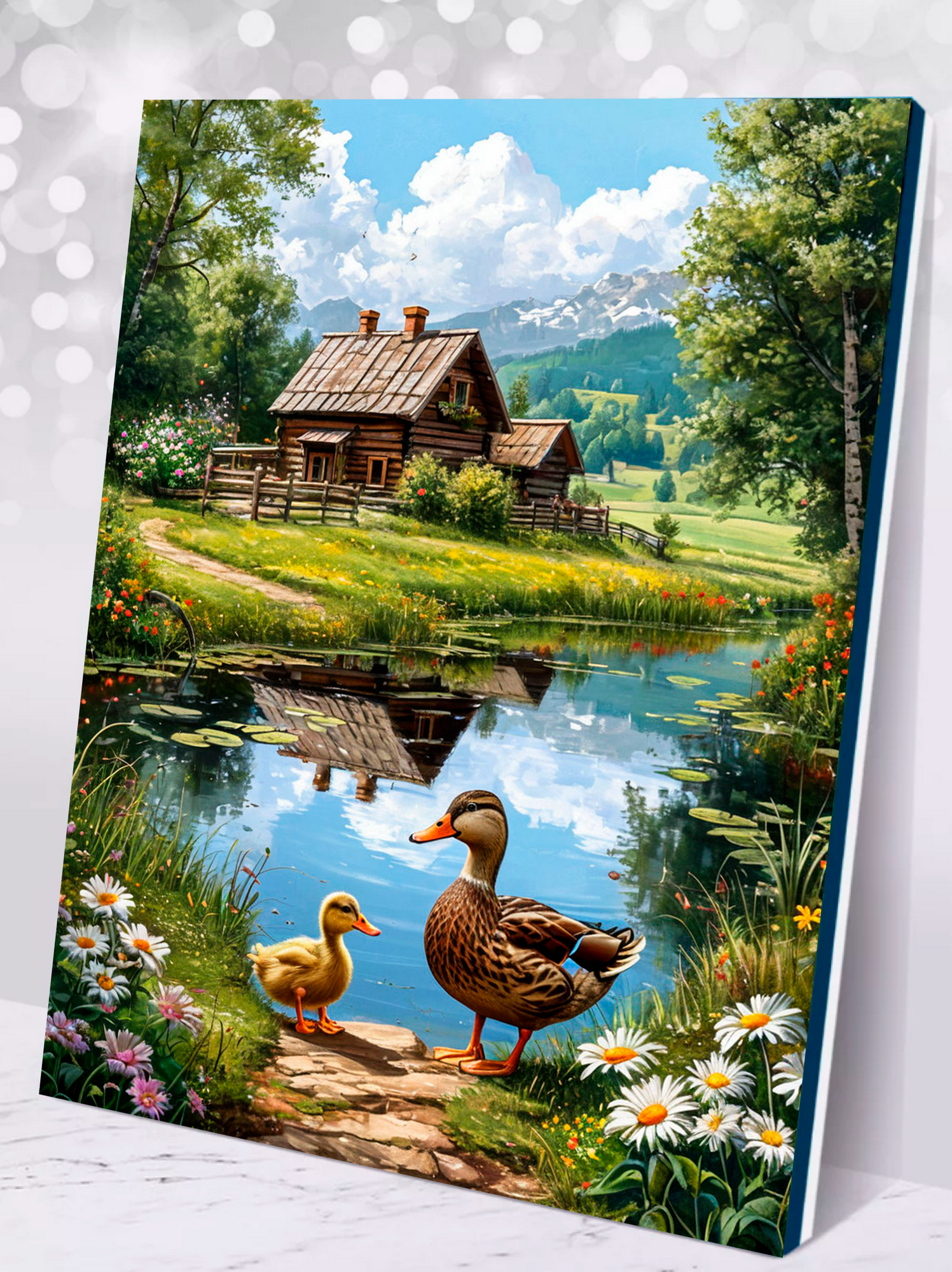 Картина по номерам Деревенский пруд 40х50 см, хлопковый холст на подрамнике, акрил, Art Hobby Home