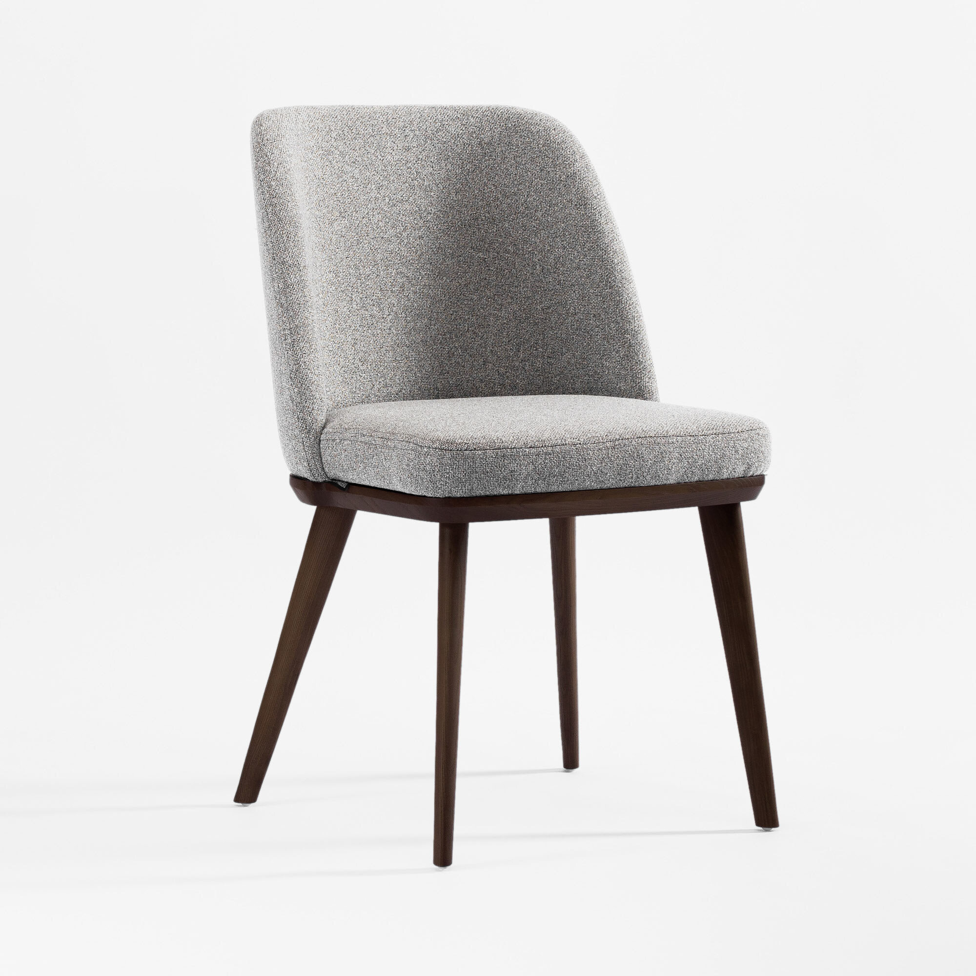 Стул Трентино без подлокотников без выреза светло-серая ткань ясень тон темный орех (лак/матовый) для дома/для гостиной/для столовой/для кафе/кухонный стул/стул кухонный