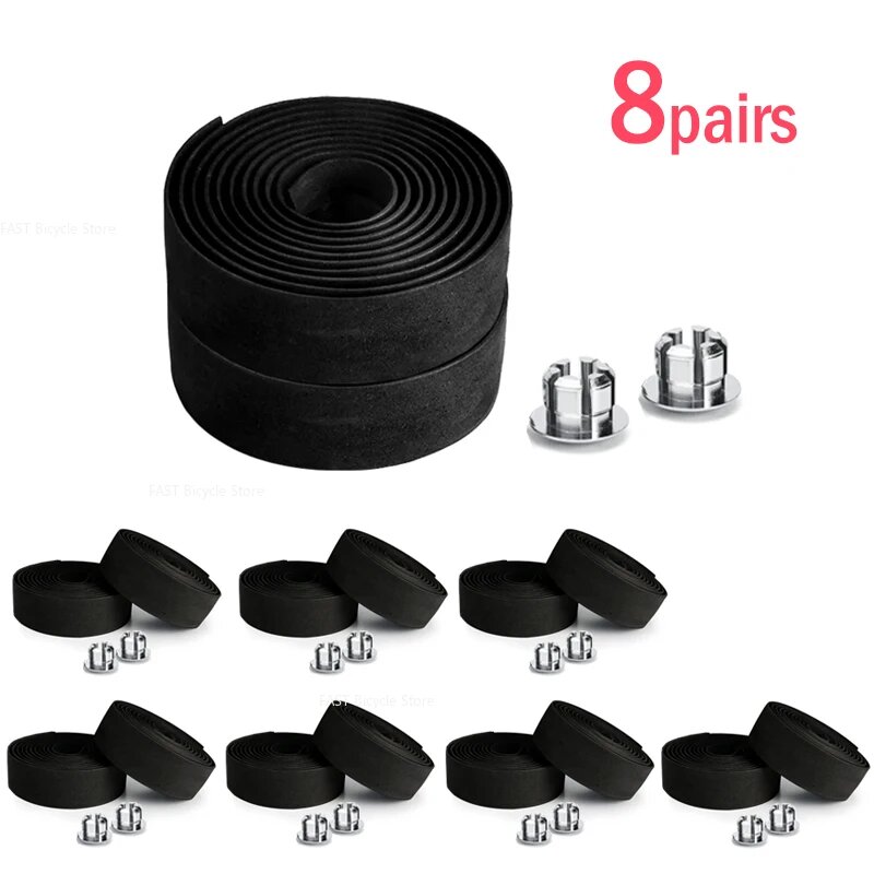 1/2/8 пар ленты для руля велосипеда, сверхлегкая нескользящая губка из ЭВА, ремень для руля шоссейного велосипеда, обертка для ремня с заглушками для руля