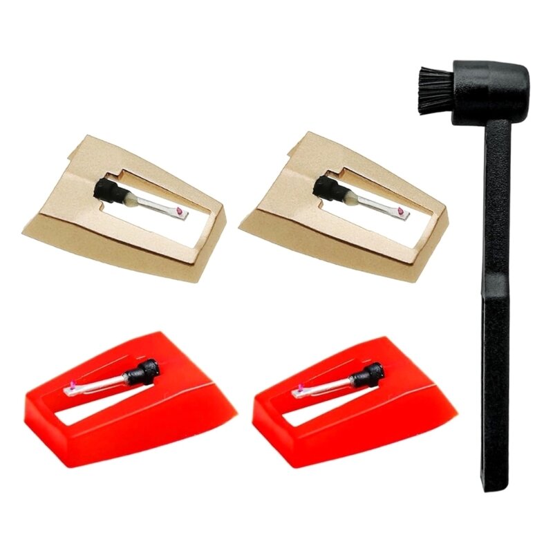 Сменные Иглы Проигрывателя Грампластинок Стилусы Игла Для Проигрывателя Пластинок Игла для Граммофона со Щеткой Для Чистки Виниловых Пластинок Проигрыватель Грампластинок