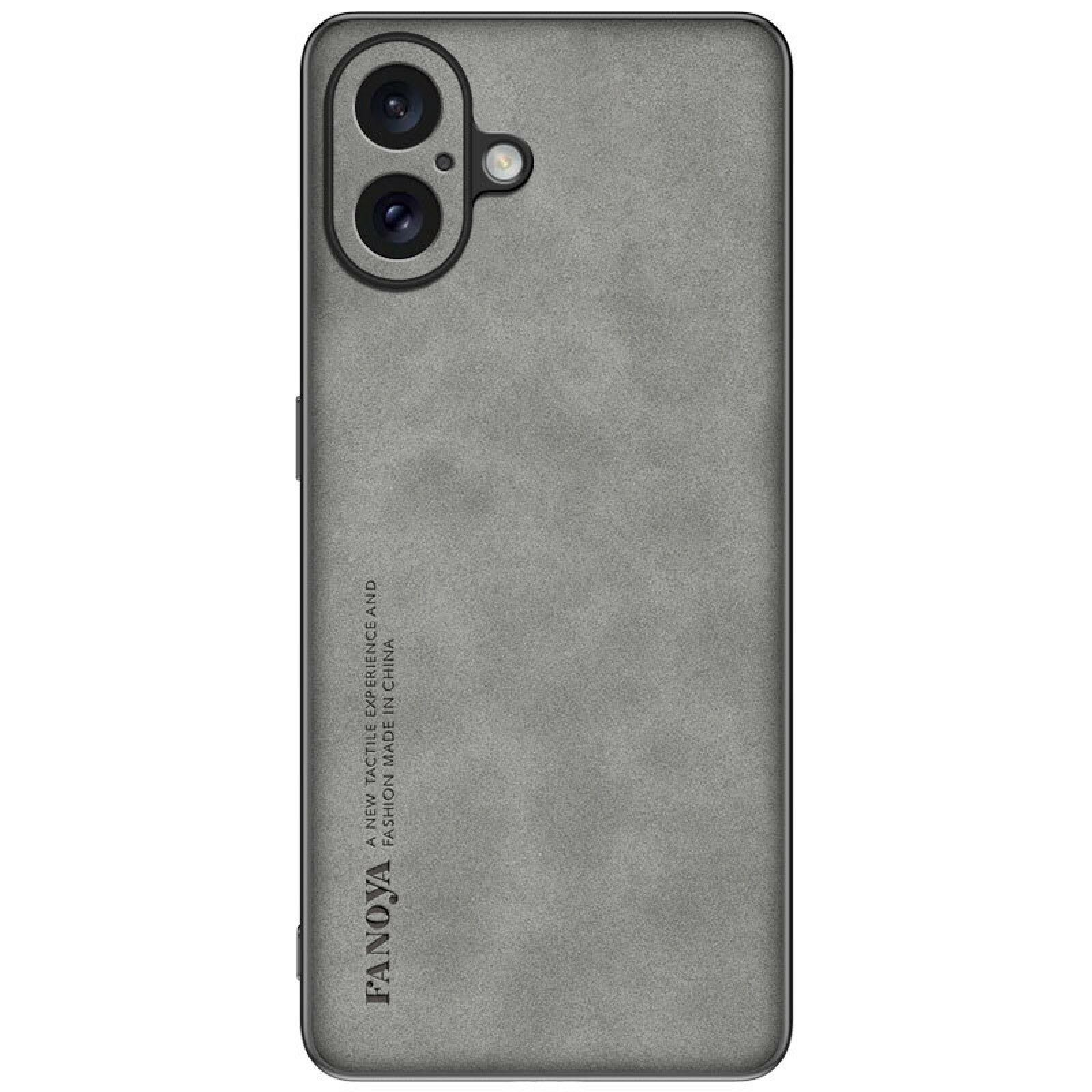 Чехол-бампер MyPads Sotto Fanoya для iPhone 16 из износостойкого силикона с вставкой из эко-кожи, серый