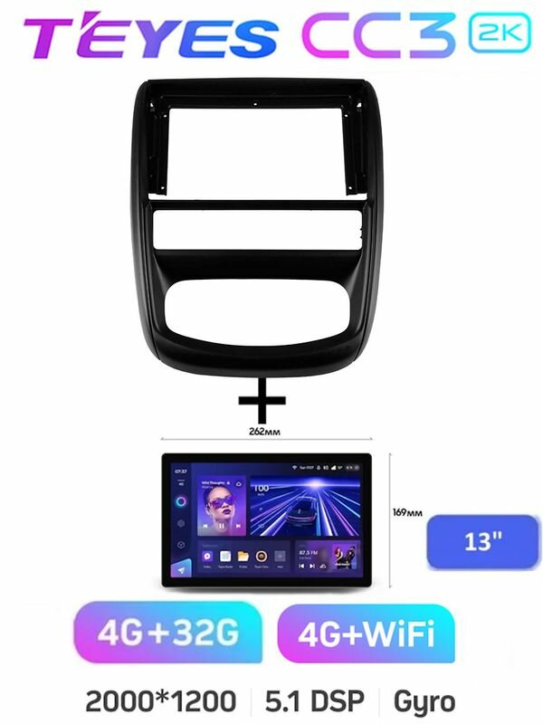 Магнитола 13" Teyes CC3 2k 4/32 Gb Renault Duster 1 2010-2015 Terrano 2014-2022
