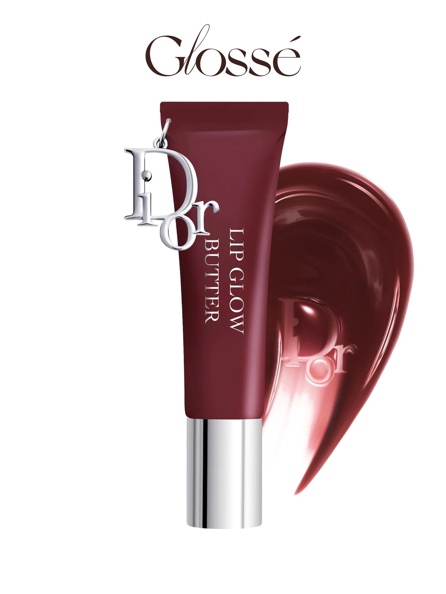 Блеск для губ с брелком DIOR Lip Glow Butter Hydrating Gloss Balm 104 Black Cherry, 10 мл.