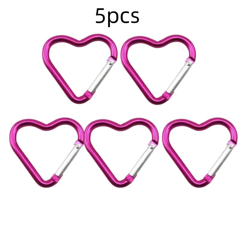 Розовые карабины сердечком 5шт, Rose red-5pcs