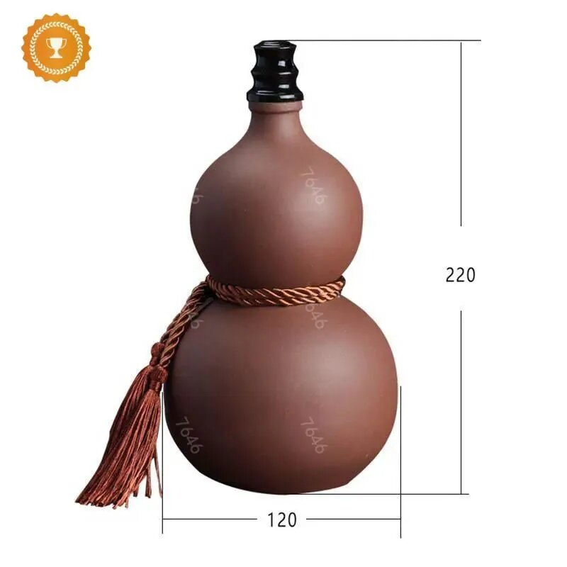 Керамическая бутылка в форме тыквы, 0.5 л, 1 шт - для алкоголя, коричневый цвет, ручная работа