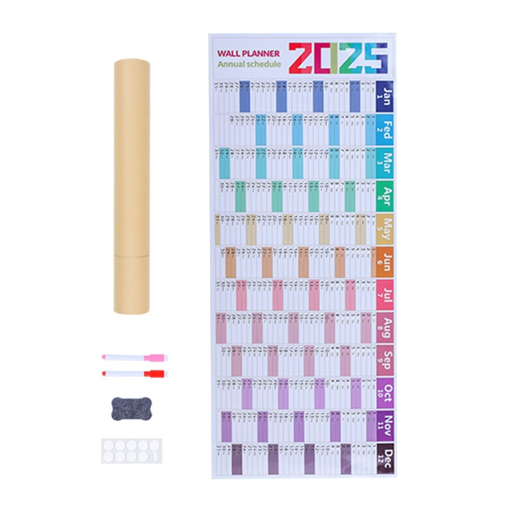 Настенный Календарь на 2025 Год Большой Плакатный Календарь Календарь Учебного Года Подвесной Календарь Офисные Школьные Принадлежности для Ежедневного Планирования