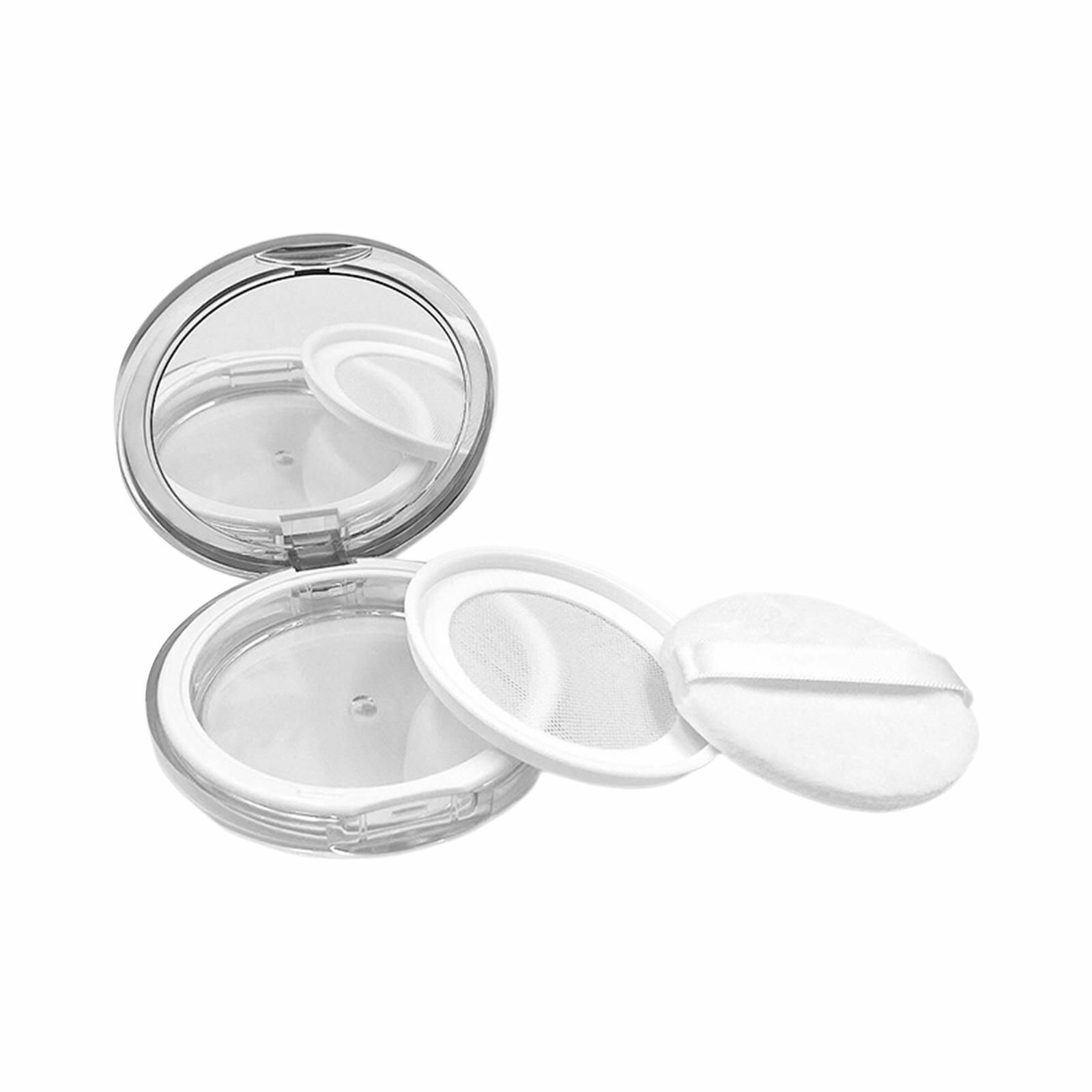 Контейнер для рассыпчатой пудры мини компакт серебристый