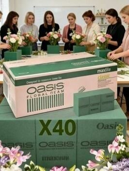 Губка Оазис флористическая пена Oasis Classic кирпич, 23 х 10 х 7 см - 40 шт комплект