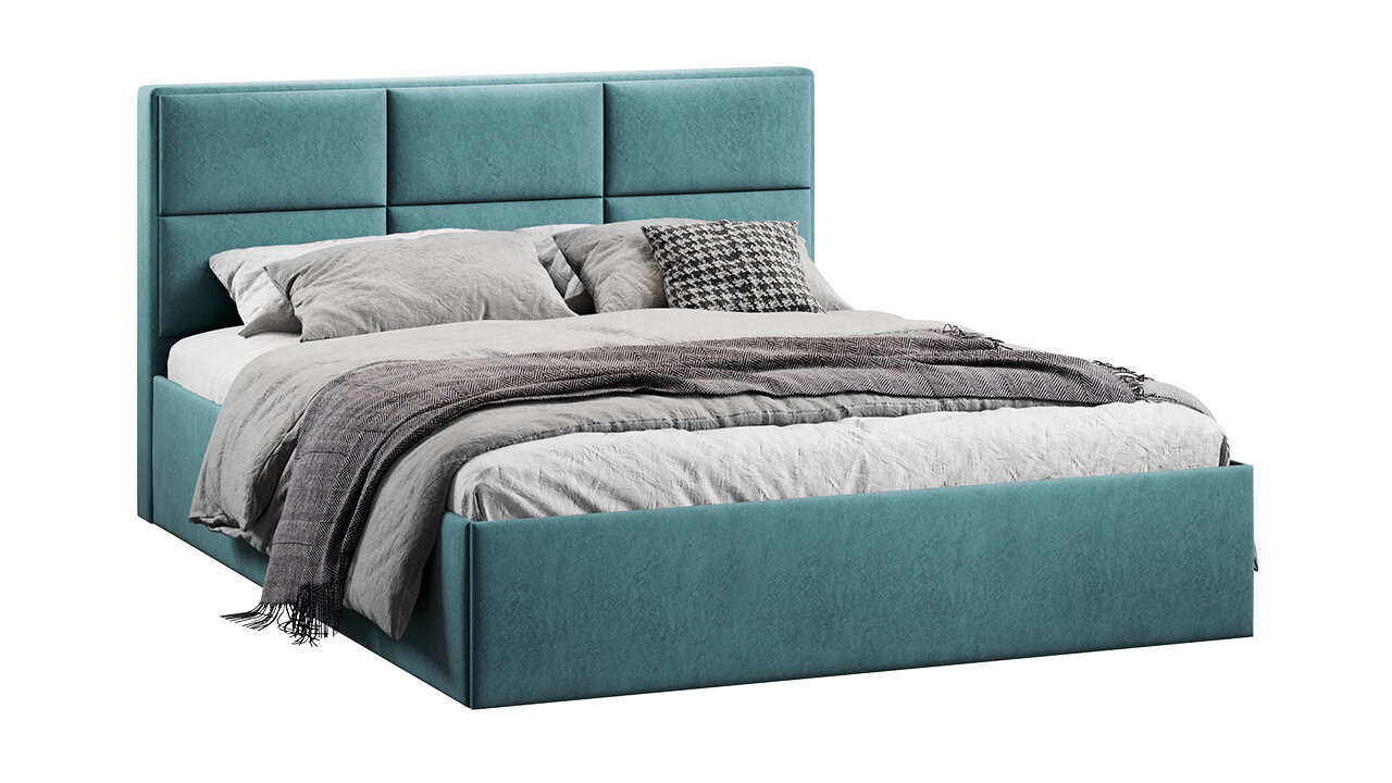 Кровать с ПМ Стелла Тип 1 с заглушиной Микровелюр Wellmart Indigo