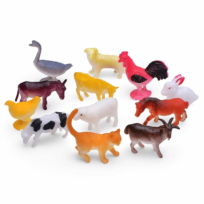 Набор животных Oubaoloon "Домашняя ферма" 12 фигурок из ПВХ
