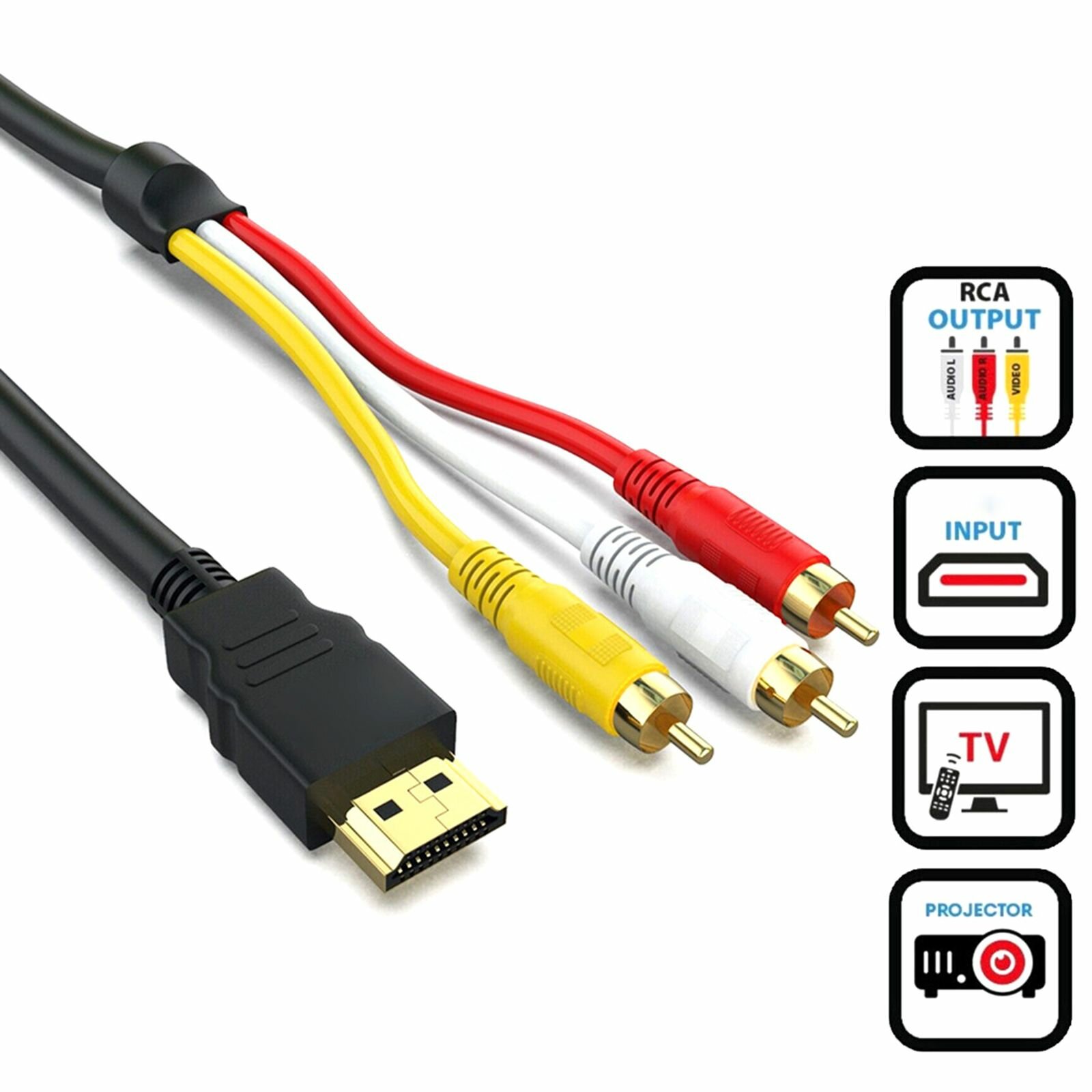 Кабель-конвертер для подключения по HDMI в 3RCA