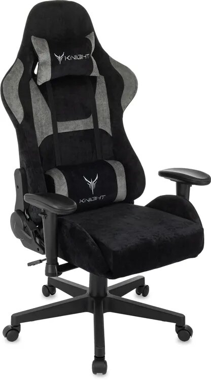 4610093540176 / Кресло игровое KNIGHT Flame, на колесиках, ткань, черный/серый (knight flame bgr)