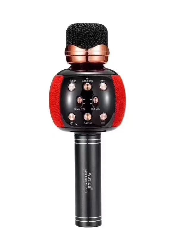 Микрофон для живого вокала WSTER, беспроводной караоке, красный