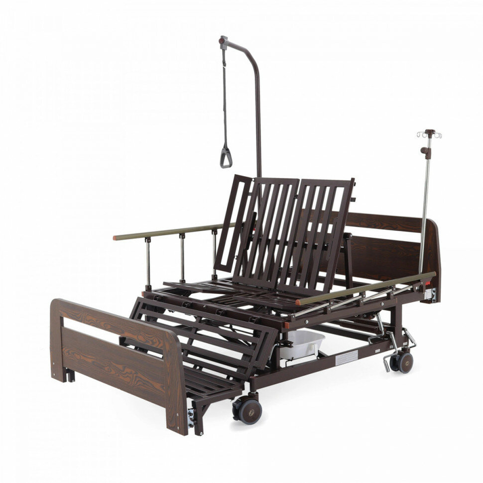Медицинская кровать для лежачих больных MED-MOS E-45A (ЛДСП венге) ширина ложемента 120 см, с матрасом