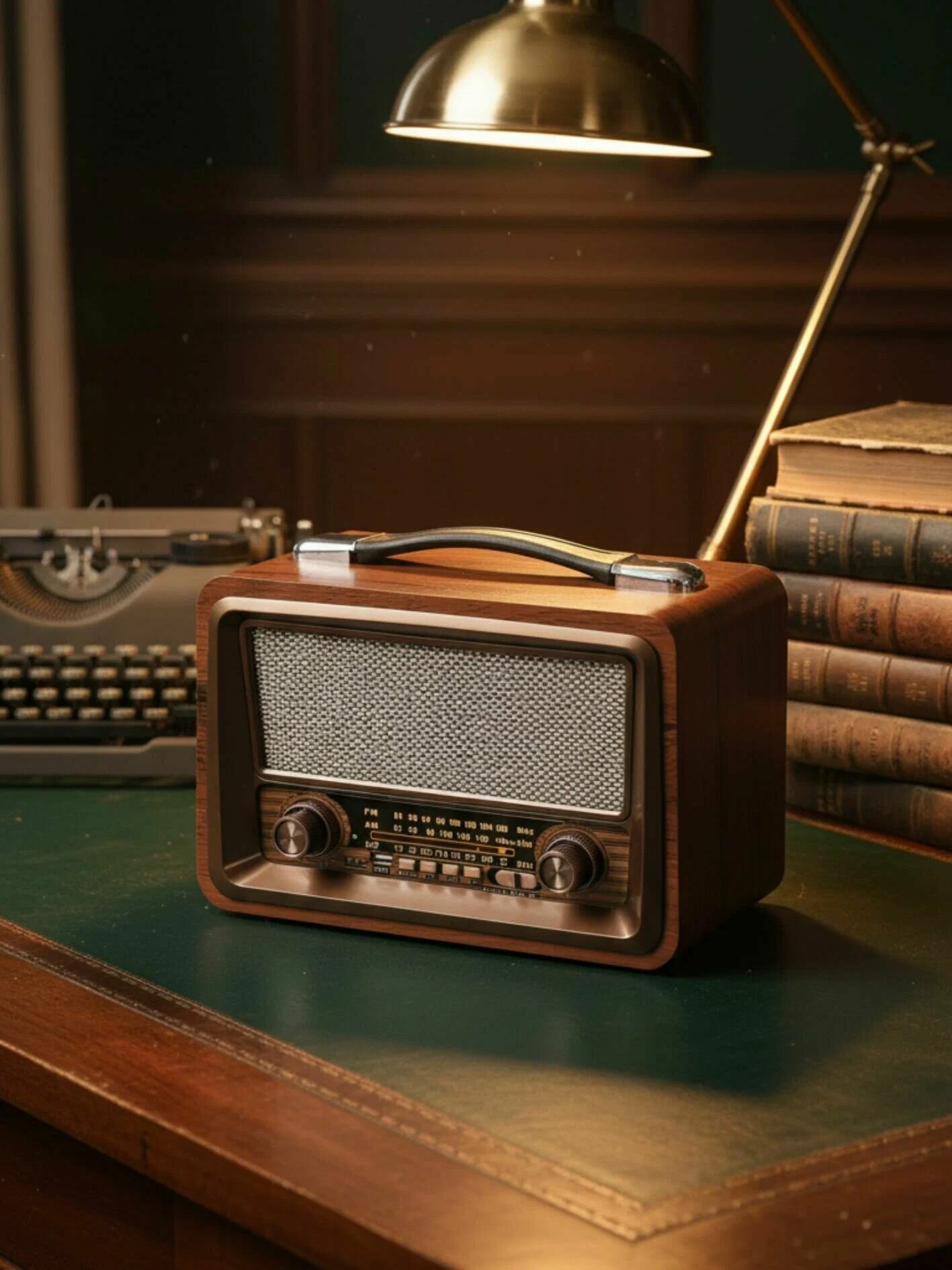 Радиоприемник от сети и батареек deespi RE-07 BT/AM/FM/SW/USB/AUX/MicroSD портативный, ретро