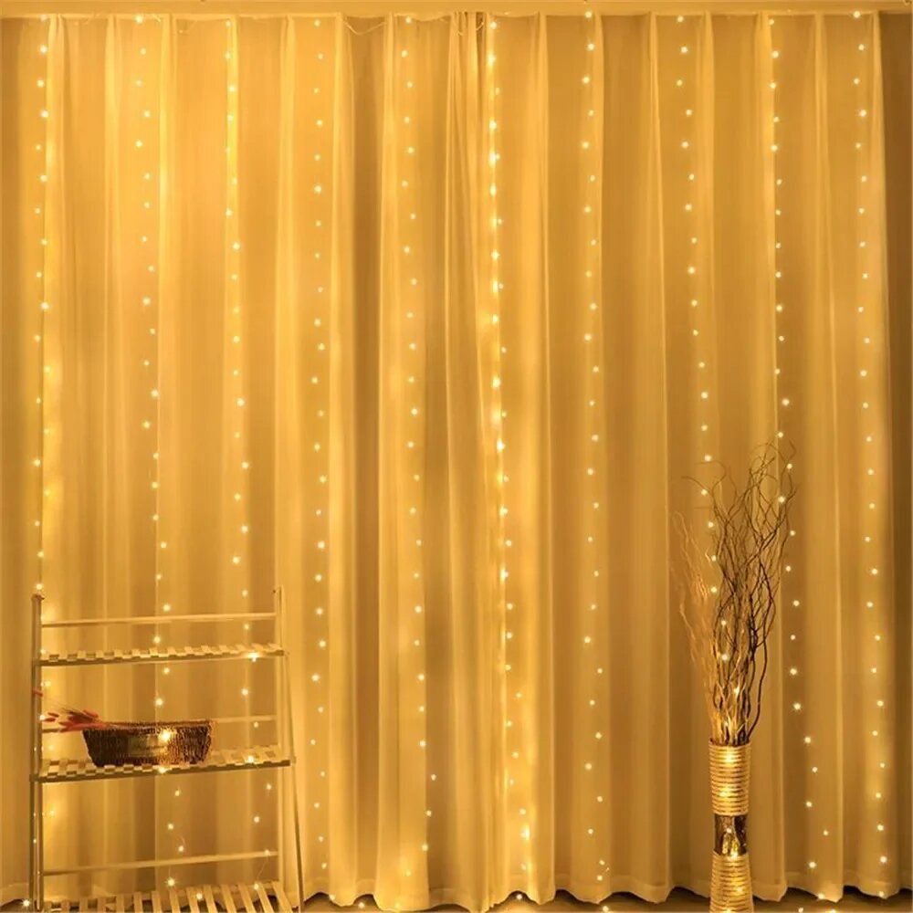 USB светодиодная гирлянда-штора LOUCUNGAN Warm White, 3x 2 200LEDs